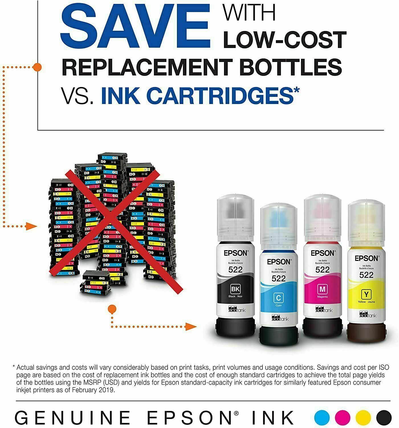 4 bottle Genuine refill ink for Epson 522 ET-2720 ET-4700 – INKRAZ